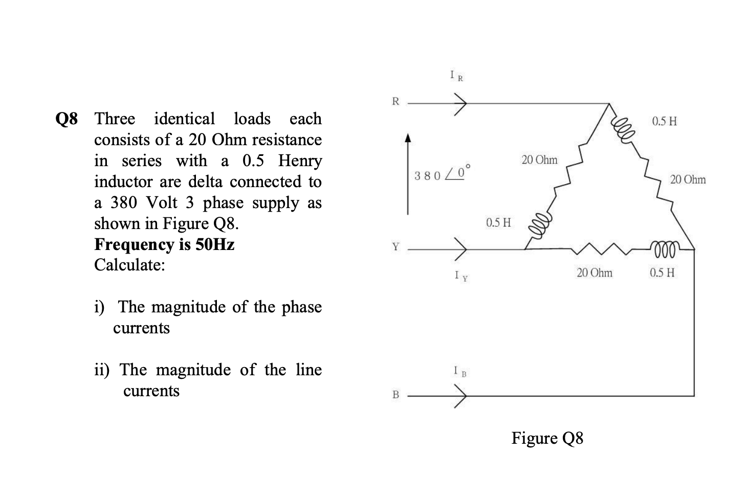 [Solved]: 28 Three identical loads each consists of a 20Ohm