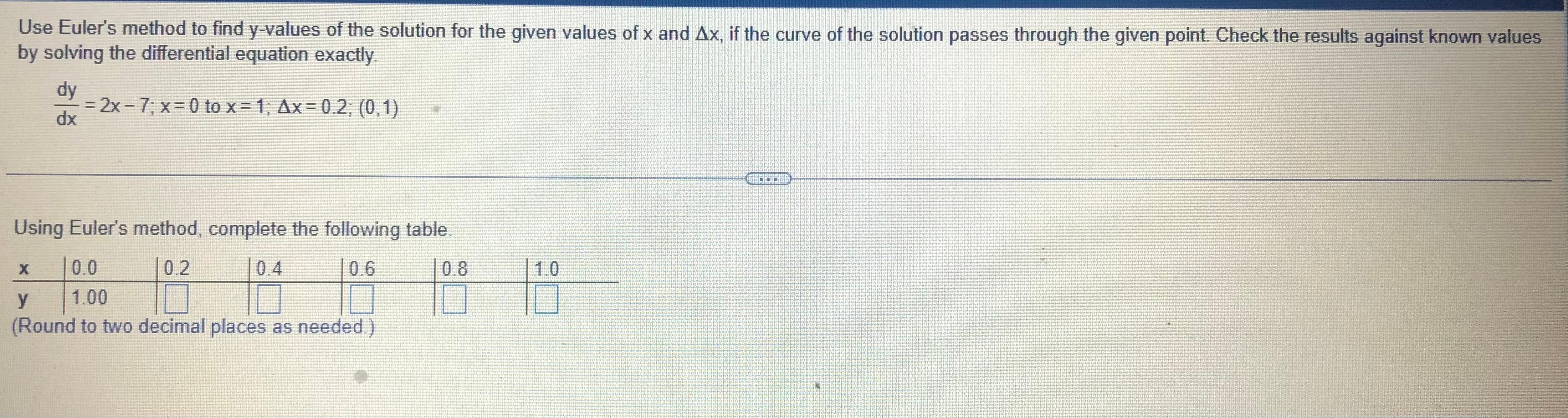 Solved Use Euler's method to find y-values of the solution | Chegg.com