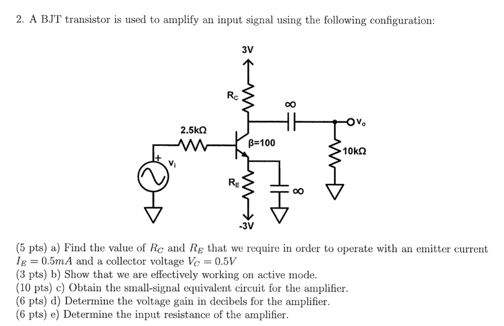 Solved 2. A BJT transistor is used to amplify an input | Chegg.com