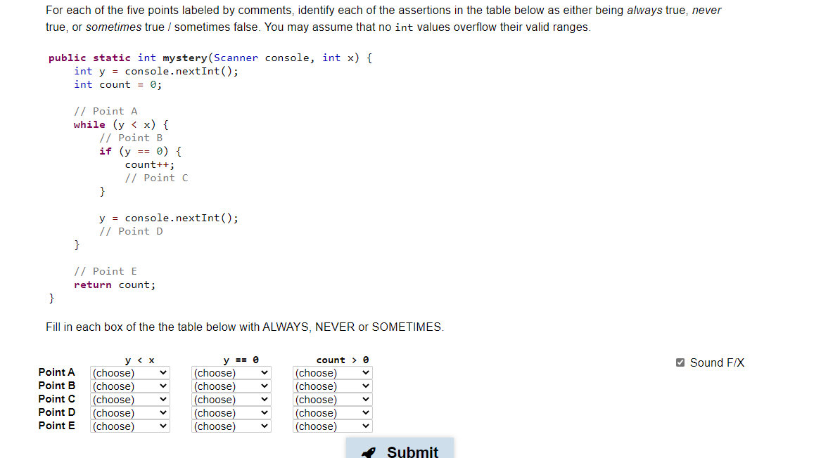 Solved For each of the five points labeled by comments, | Chegg.com