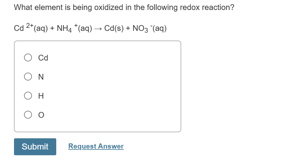 Solved What element is ﻿being oxidized in ﻿the following | Chegg.com