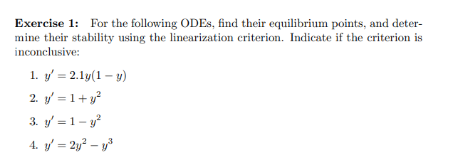 Solved Exercise 1: For the following ODEs, find their | Chegg.com