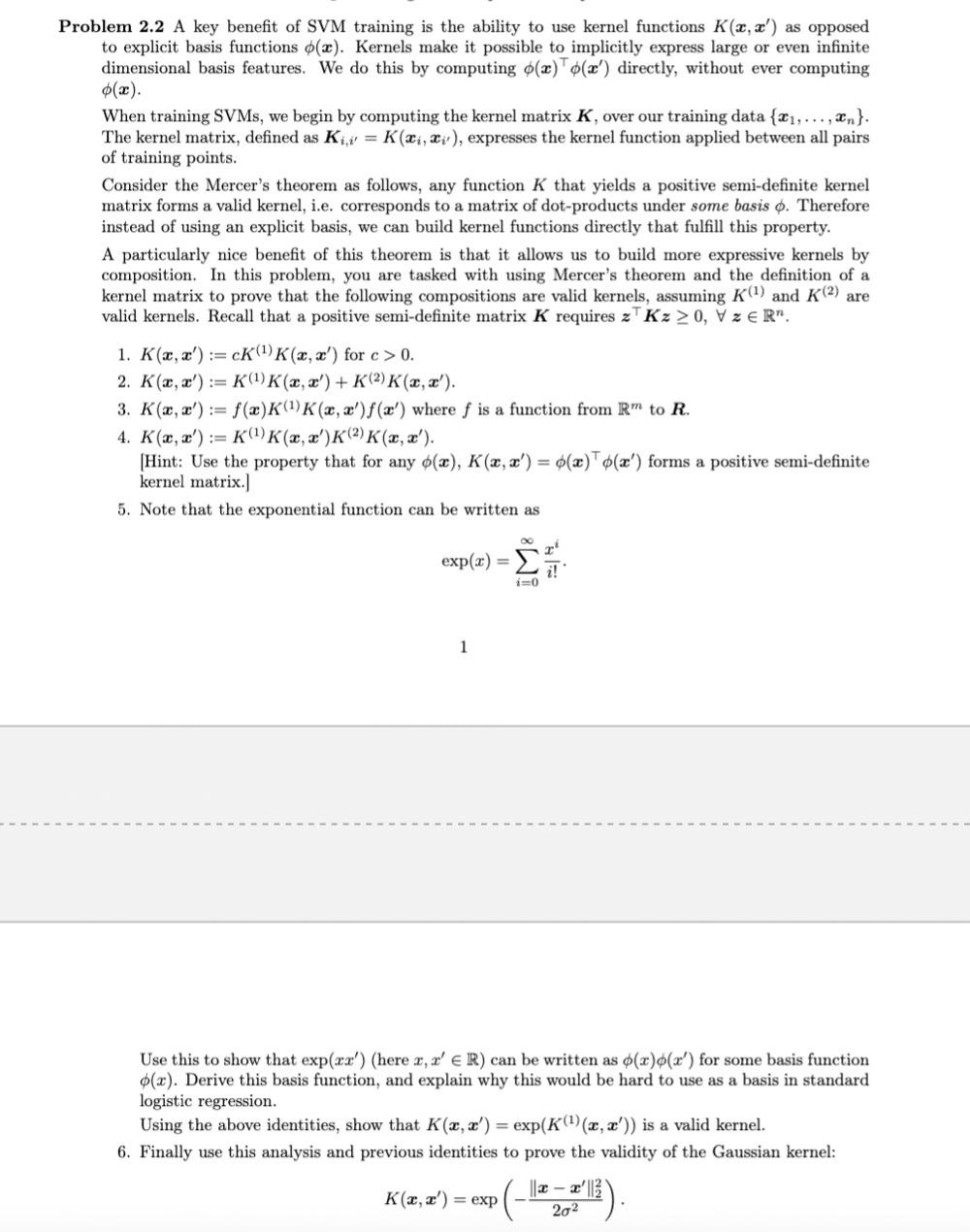 Problem 2.2 A key benefit of SVM training is the | Chegg.com