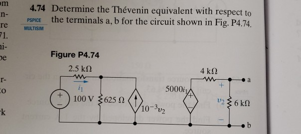 Solved 4.74 Determine the Thévenin equivalent with respect | Chegg.com