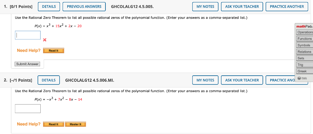 Solved 1. [0/1 Points) DETAILS PREVIOUS ANSWERS GHCOLALG12 | Chegg.com