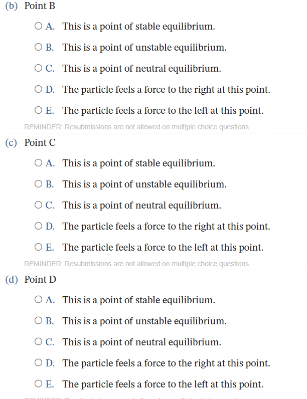 Solved (b) Point B A. This is a point of stable equilibrium. | Chegg.com