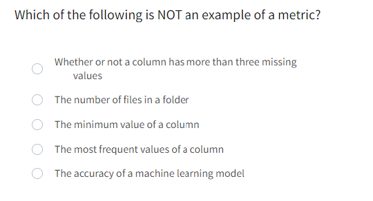 Solved Which of the following is NOT an example of a metric? | Chegg.com