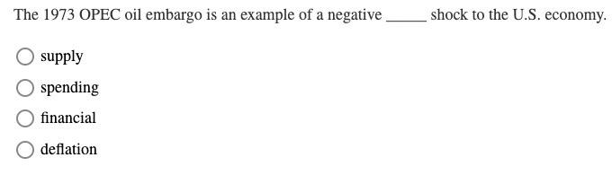 Solved The 1973 OPEC oil embargo is an example of a negative | Chegg.com