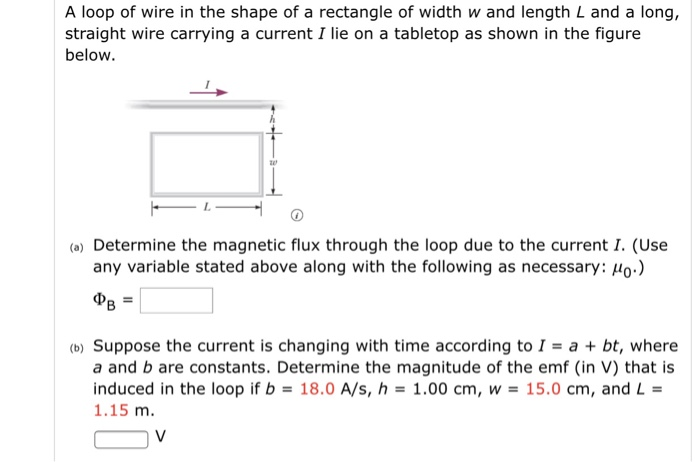 Solved A loop of wire in the shape of a rectangle of width w | Chegg.com