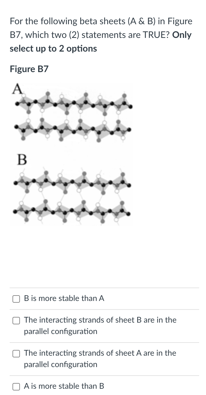Solved For the following beta sheets (A & B) in Figure B7, | Chegg.com