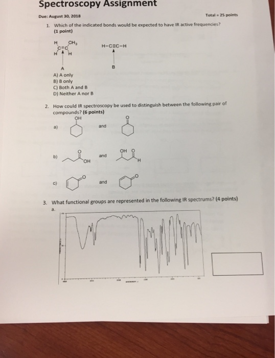 Solved Spectroscopy Assignment Due: August 30, 2018 Total 25 | Chegg.com