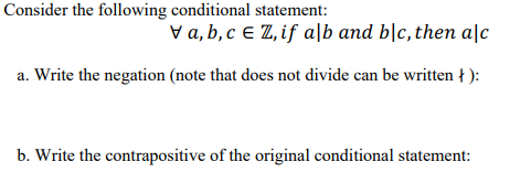 Solved Consider the following conditional statement: Va,b,c | Chegg.com