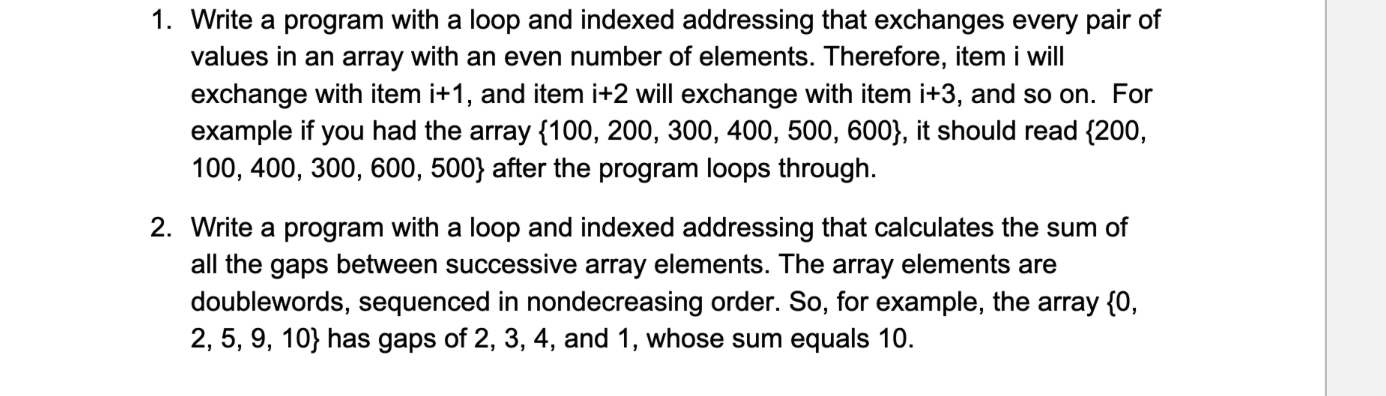 Solved 1 Write A Program With A Loop And Indexed Addressing