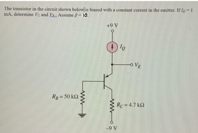 Solved The transistor in the circuit shown below/ is biased | Chegg.com