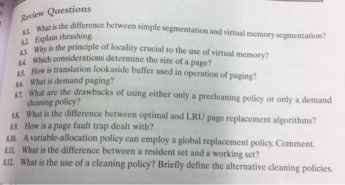 Solved Review Questions 82. Explain thrashing. 84. Which is | Chegg.com