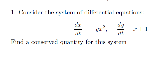 Solved 1. Consider the system of differential equations: | Chegg.com