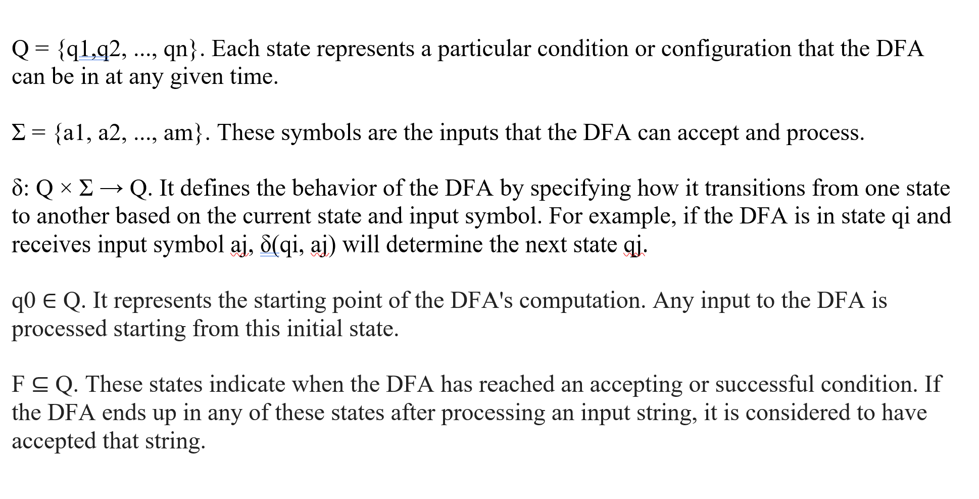 Solved Q={q1,q2,…,qn}. Each state represents a particular | Chegg.com