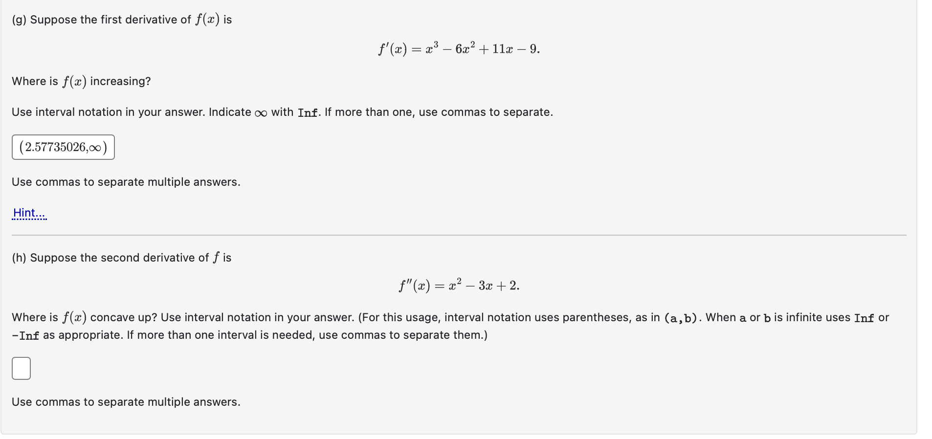 Solved (g) Suppose the first derivative of f(x) is | Chegg.com
