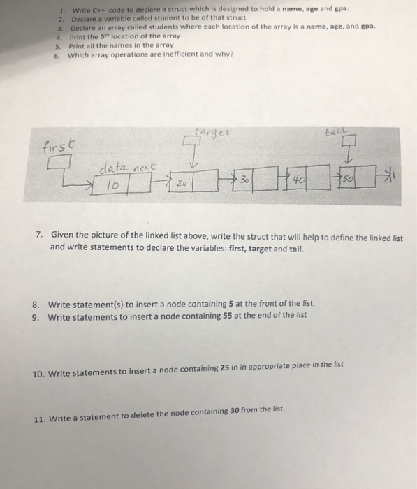 Solved 1 Write C Code To Declare A Struct Which Is