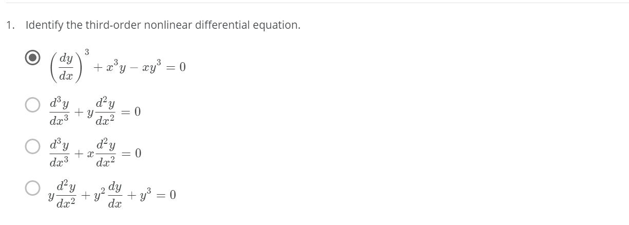 Solved 1 Identify The Third Order Nonlinear Differential