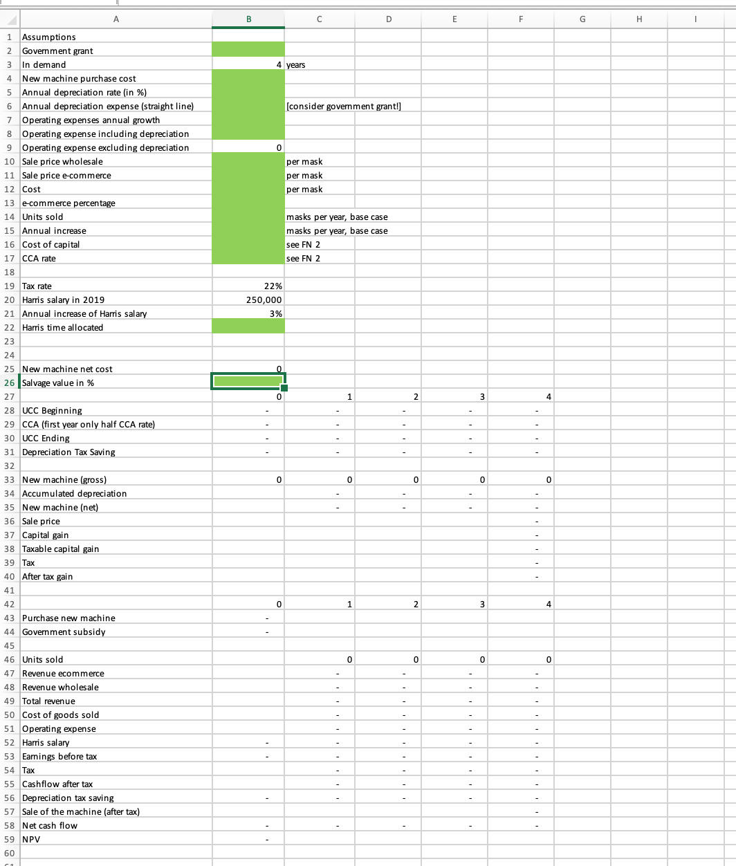 Please fill in green cells. | Chegg.com