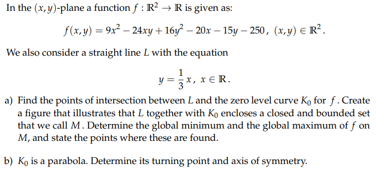 Solved In the (x, y)-plane a function f :R2 + R is given as: | Chegg.com