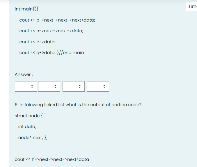 Solved Time left 0:27:53 1. Linked list is an example of | Chegg.com