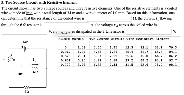 Solved 3. Two Source Circuit with Resistive Element The | Chegg.com