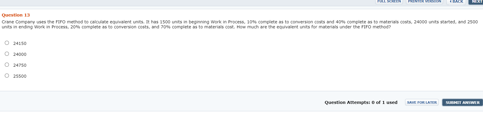 Solved FULL REEN PRINTER VERSION 4 BACK NEXT Question 13 | Chegg.com