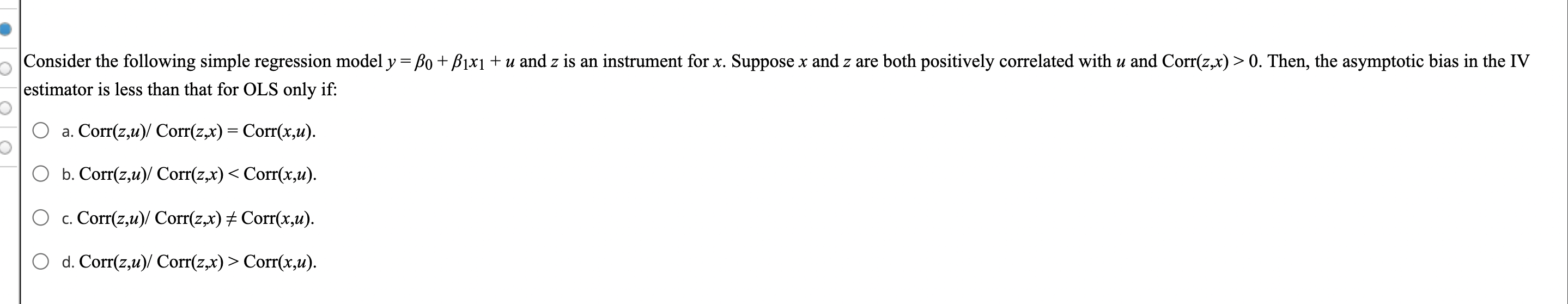 Solved u Consider the following simple regression model y = | Chegg.com