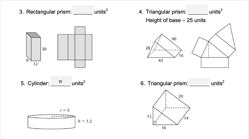 Solved 3. Rectangular prism: units? units 4. Triangular | Chegg.com