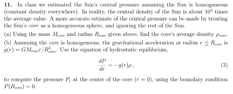 Solved In class we estimated the Sun's central pressure | Chegg.com