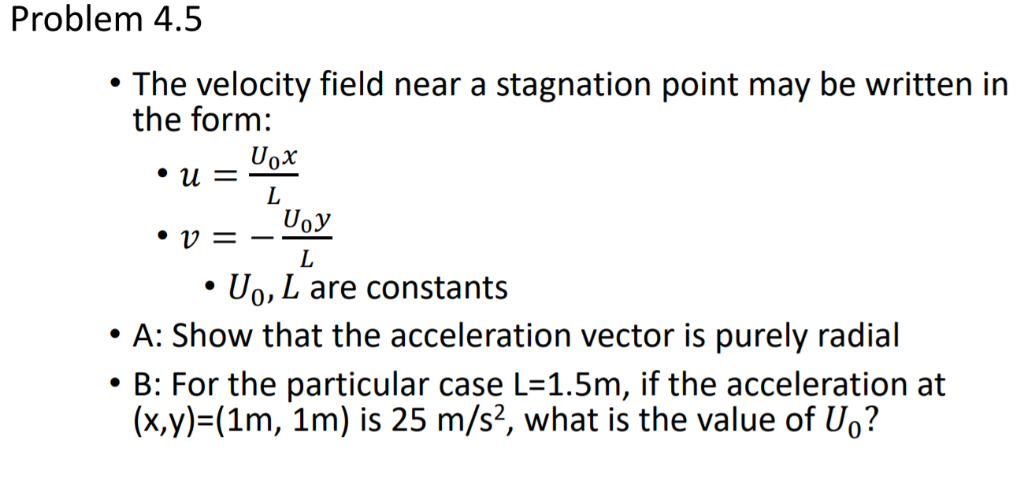 Solved Problem 4.5 The velocity field near a stagnation | Chegg.com