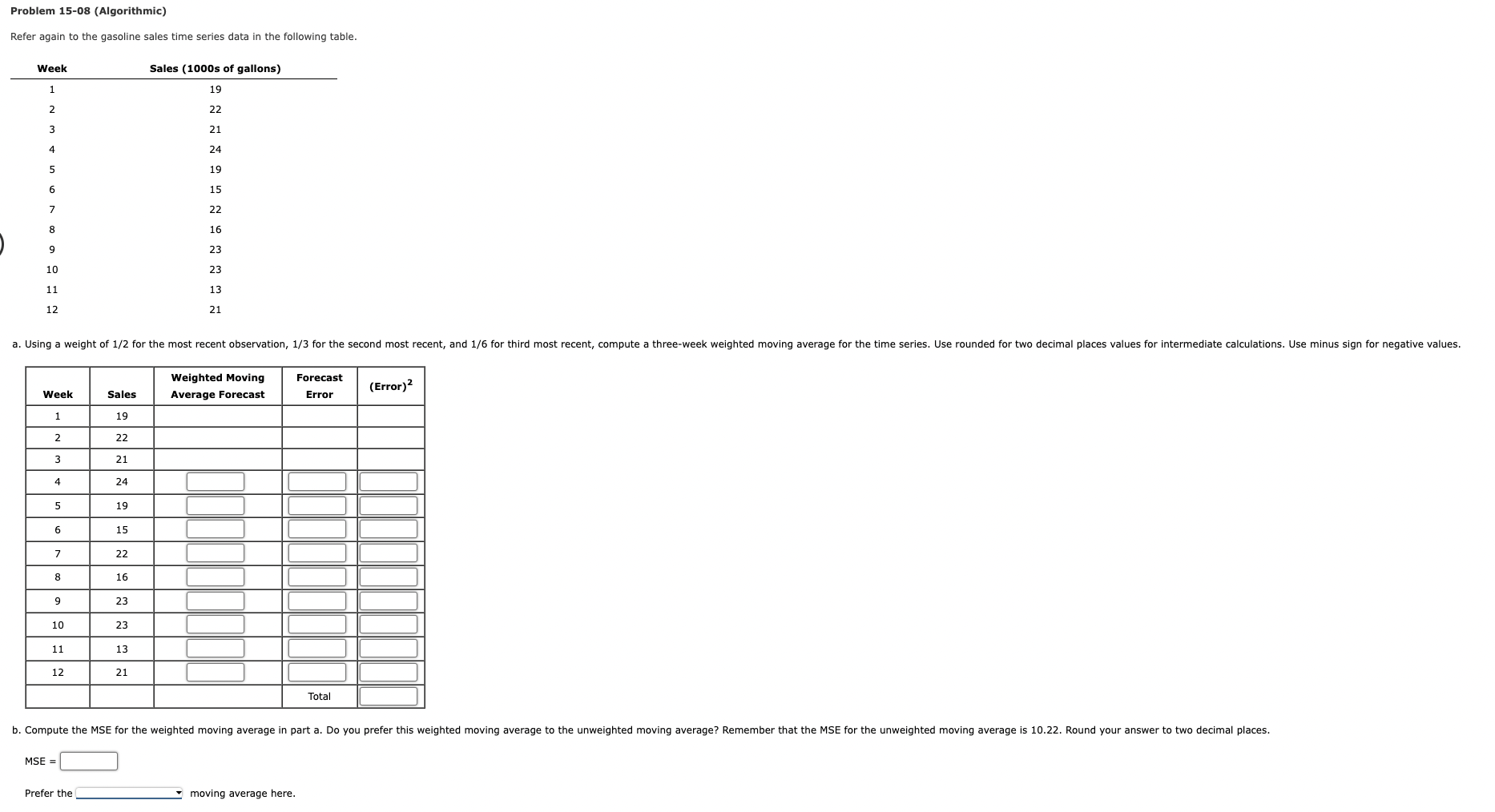 Solved Problem 15-08 (Algorithmic) Refer again to the | Chegg.com