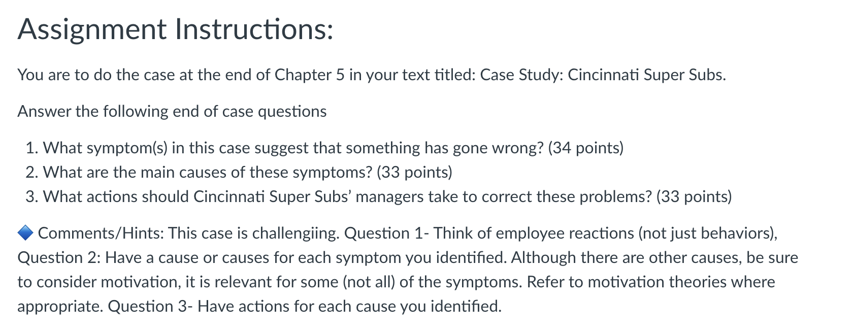Solved Assignment Instructions:You are to do the case at the | Chegg.com