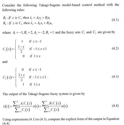 Consider the following Takagi-Sugeno model-based | Chegg.com
