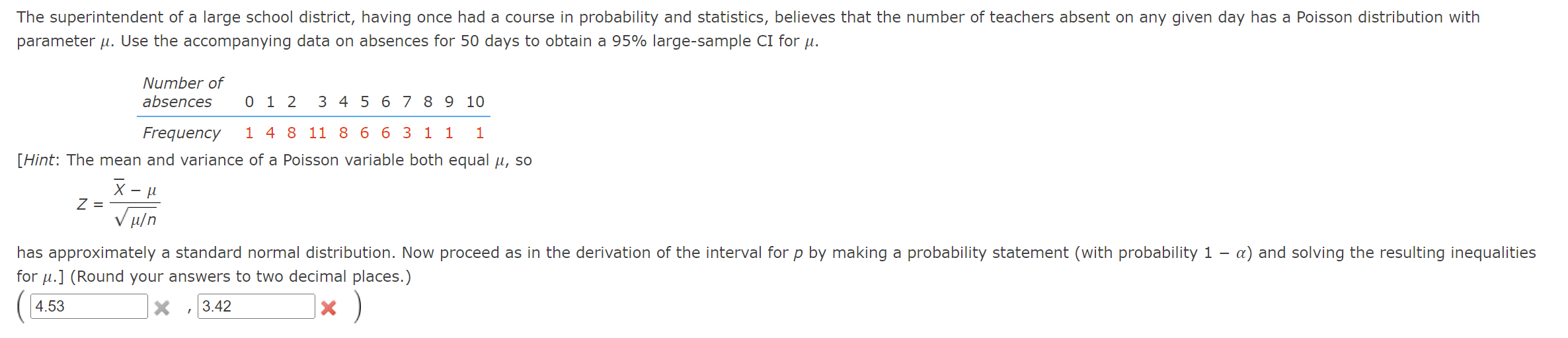 Solved [Hint: The mean and variance of a Poisson variable | Chegg.com