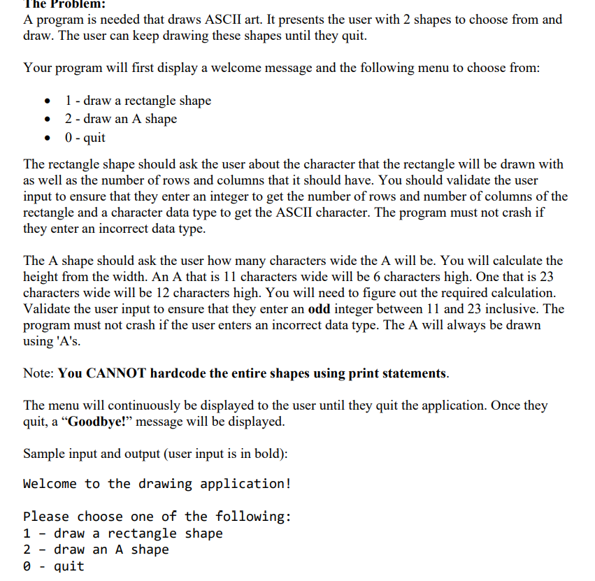 Solved Java: The problem: A program is needed that draws | Chegg.com