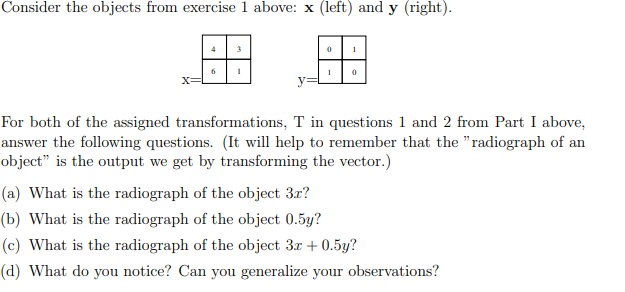 Consider the objects from exercise 1 above: x (left) | Chegg.com