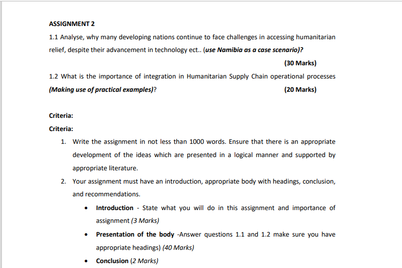 Solved ASSIGNMENT 2 1.1 Analyse, why many developing nations | Chegg.com