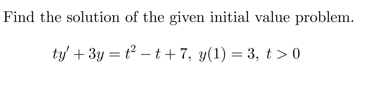 Solved Find the solution of the given initial value problem. | Chegg.com