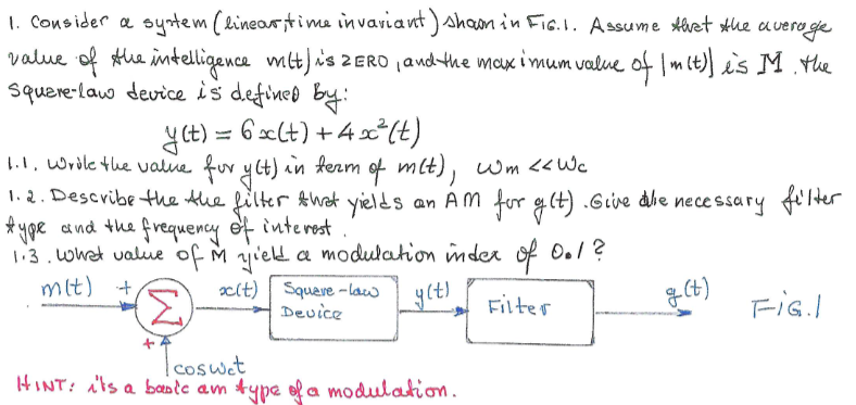 Solved 1. Consider a system (linear time invariant) shaon in | Chegg.com