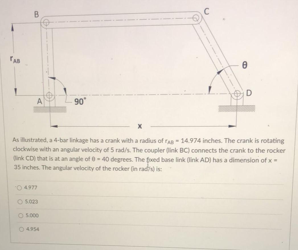 Solved As illustrated, a 4-bar linkage has a crank with a | Chegg.com