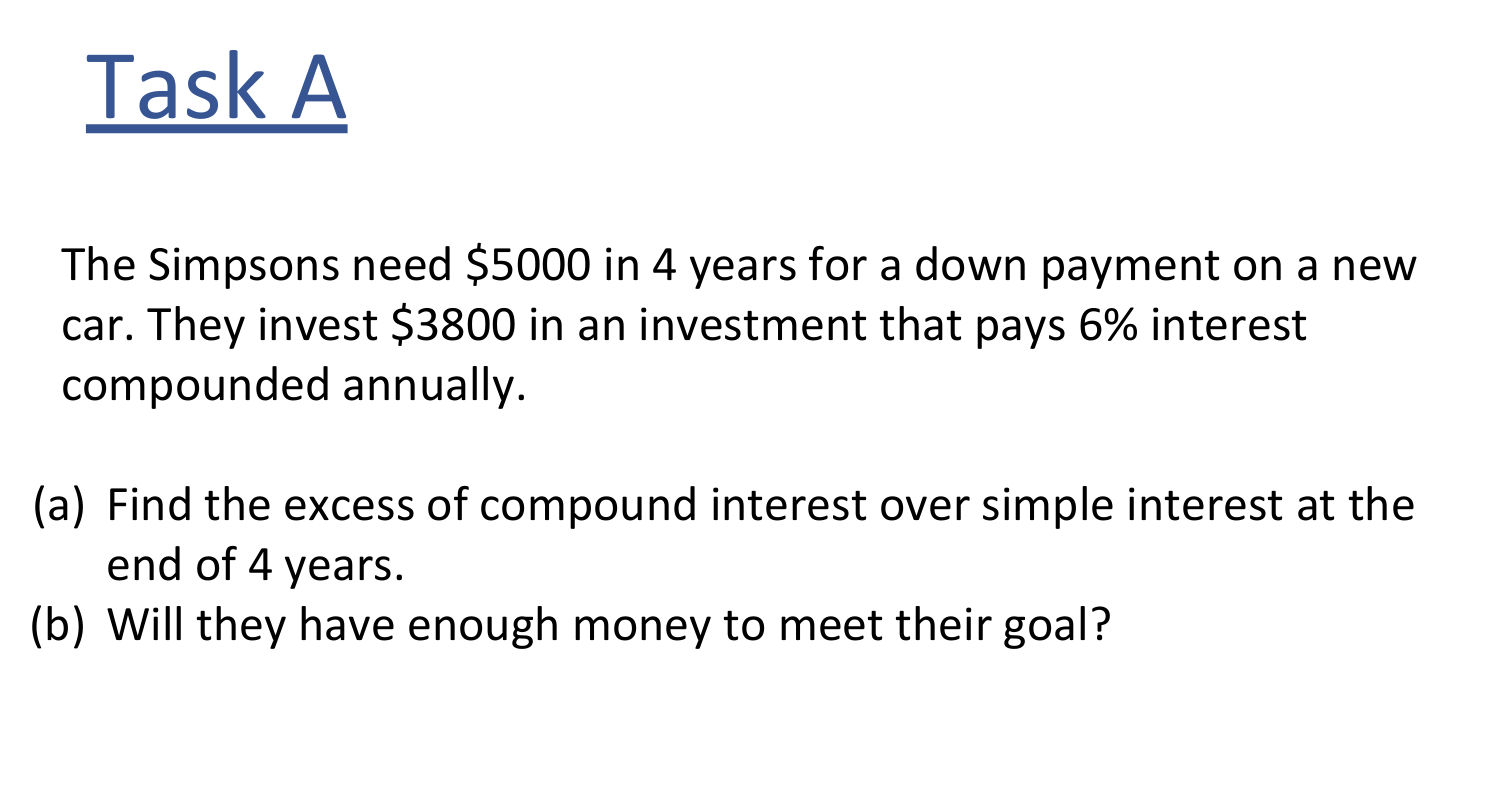 Solved The Simpsons need $5000 in 4 years for a down payment | Chegg.com