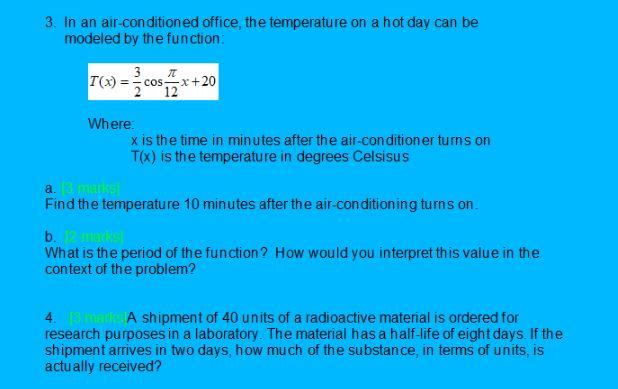 Solved 3. In an air-conditioned office, the temperature on a | Chegg.com