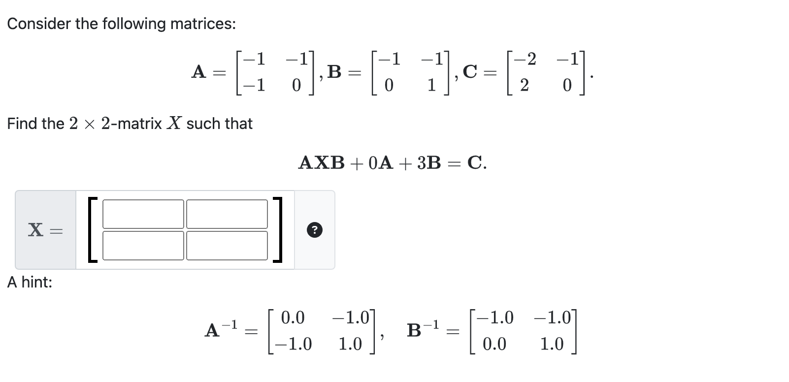 Solved Consider the following matrices: | Chegg.com