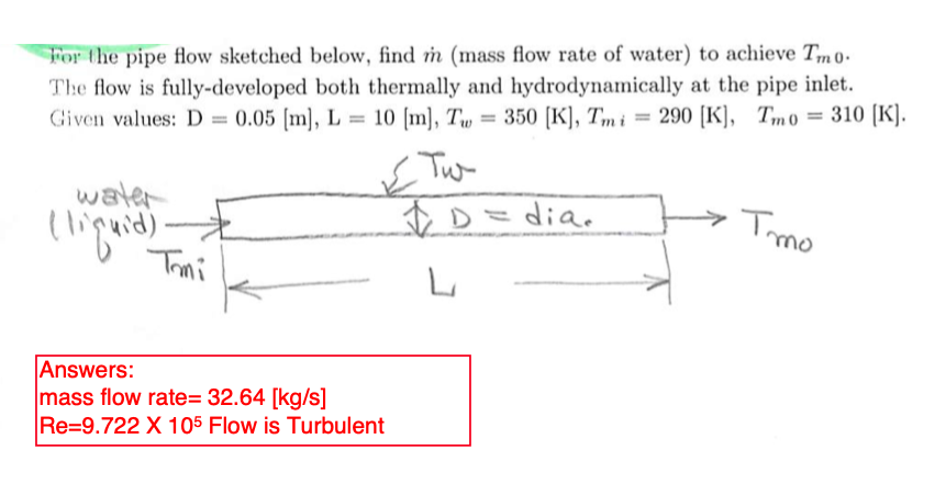 Solved For the pipe flow sketched below, find m (mass flow | Chegg.com