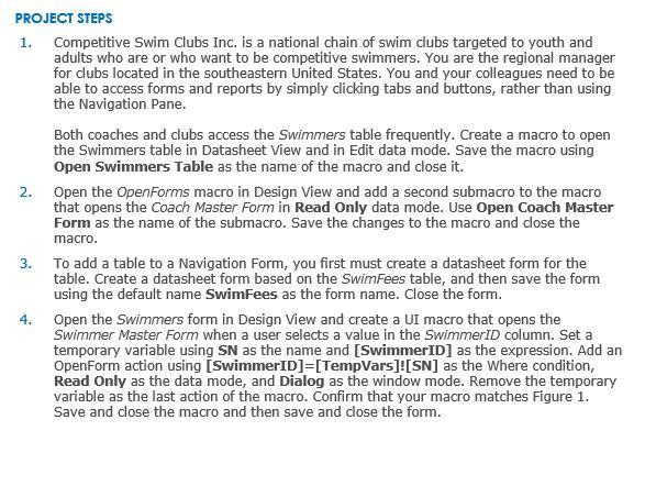 Solved PROJECT STEPS 1. Competitive Swim Clubs Inc. is a | Chegg.com