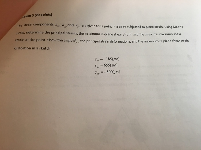 Solved blem 5 (20 points) The strain components e 8y and y | Chegg.com