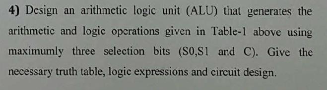 Solved 4) Design an arithmetic logic unit (ALU) that | Chegg.com